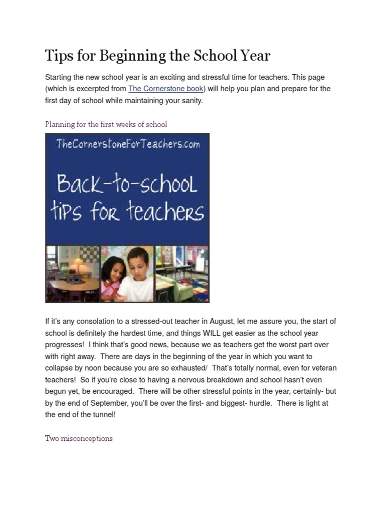 Tips For Beginning The School Year | PDF | Classroom Management | Classroom