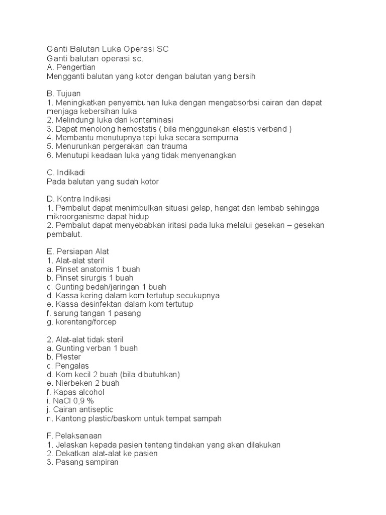 Ganti Balutan Luka Operasi SC | PDF