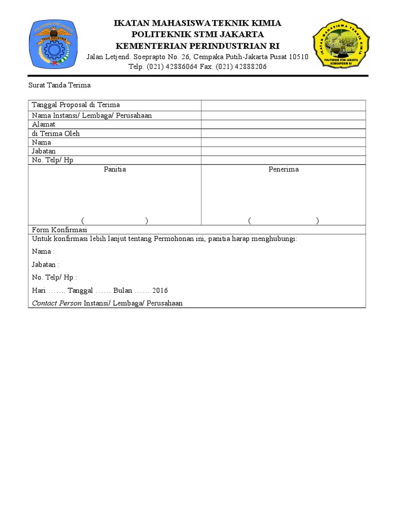 Surat Tanda Terima Proposal | PDF