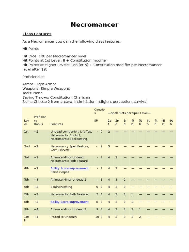 Necromancer: Class Features | PDF | Necromancy | Leisure