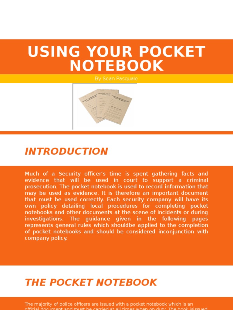 Using Your Pocket Notebook | PDF | Witness | Evidence