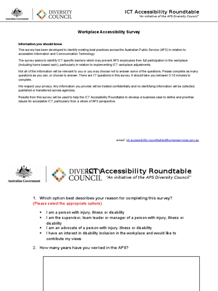 Workplace ICT Accessibility Survey | PDF | Accessibility | Educational ...