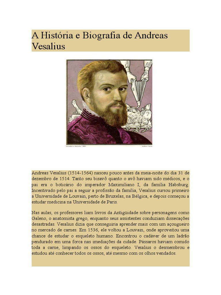 A História e Biografia de Andreas Vesalius | PDF | Anatomia