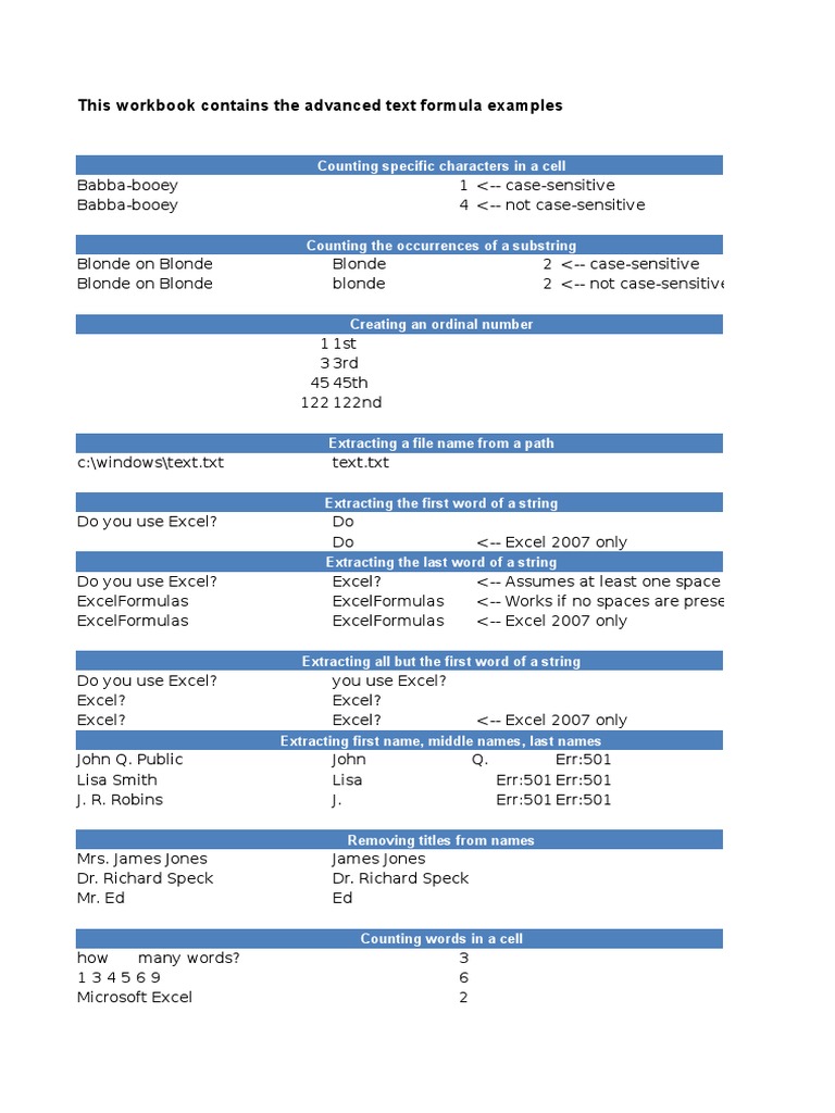 Text Formula Examples | PDF
