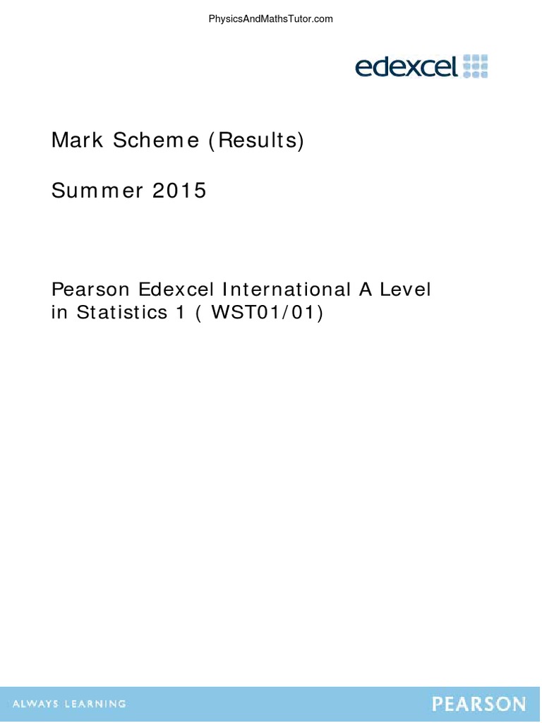Mark Scheme (Results) Summer 2015: Pearson Edexcel International A ...