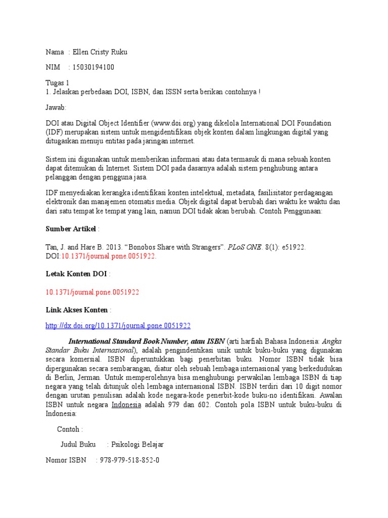 Perbedaan Dan Contoh DOI | PDF