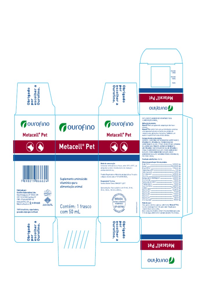 Metacell Pet Rotulo Bula | PDF
