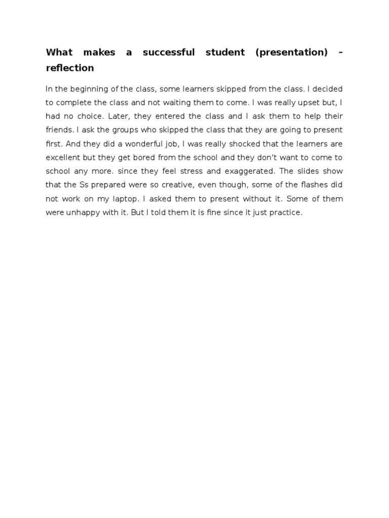 5what Makes A Successful Student - Presentation - Reflection | PDF