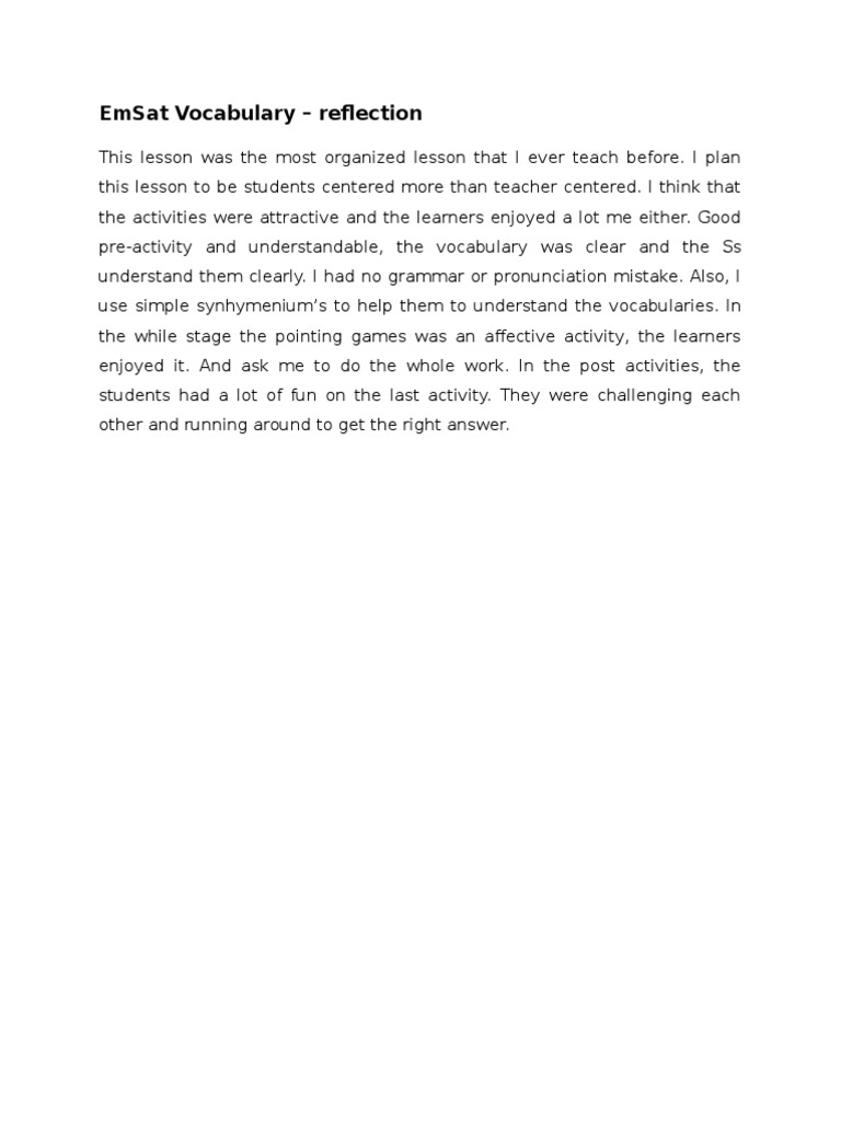 7emsat Vocabulary - Reflection | PDF