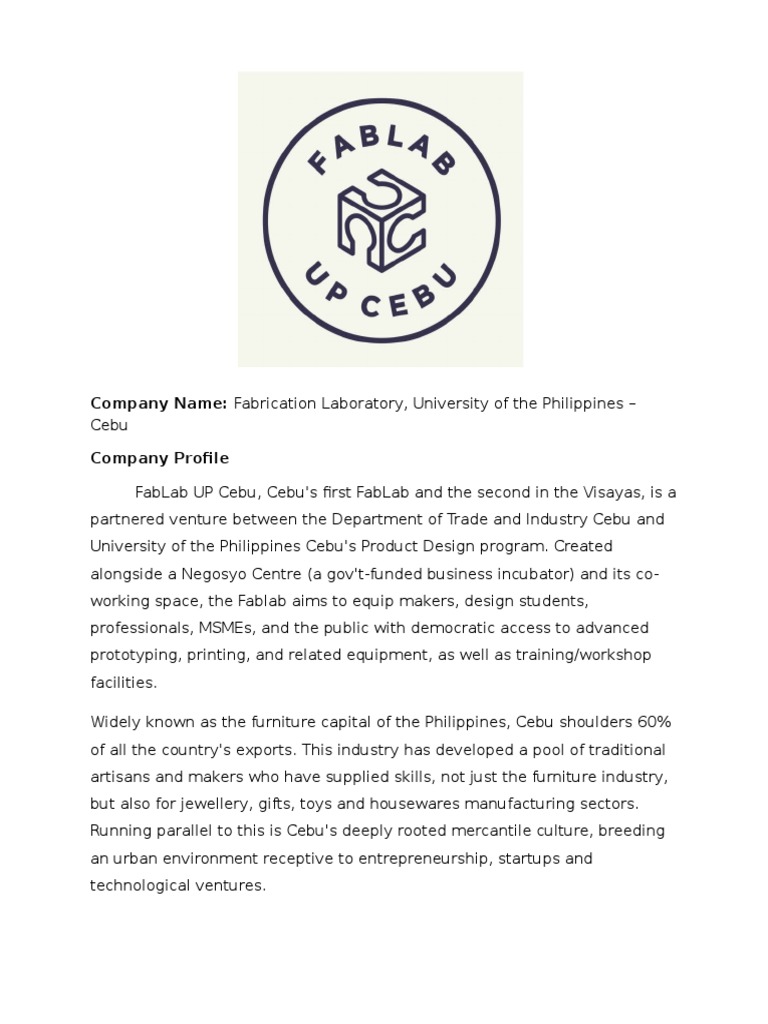 Company Name: Fabrication Laboratory, University of The Philippines ...