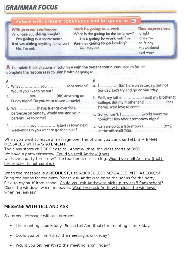Message With Ask and Tell | PDF | Linguistics | Language Mechanics
