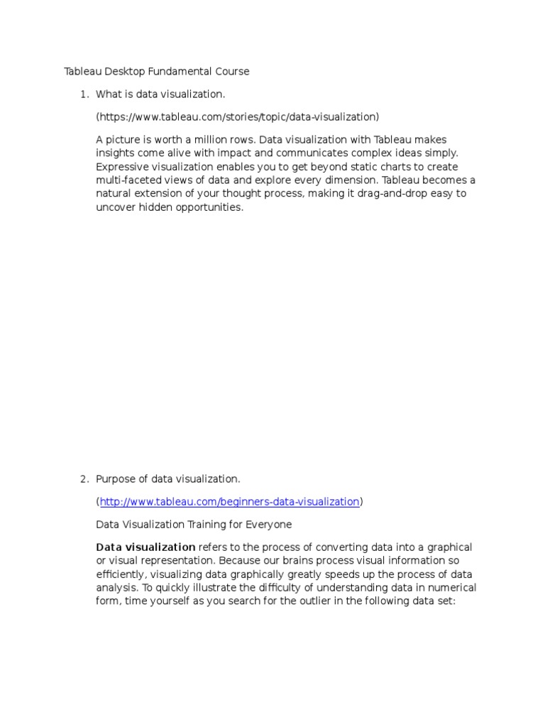Tableau Course Tableau | PDF | File Format | Data Management
