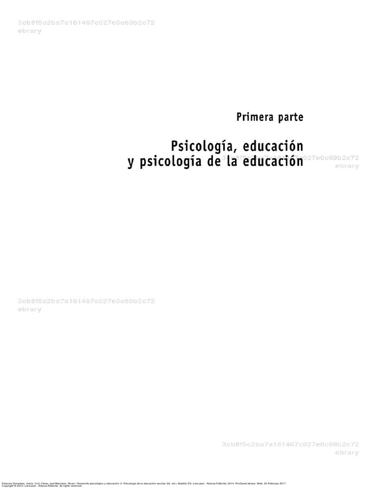 Desarrollo Psicol Gico y Educaci N 2 Psicolog A de La Educaci N Escolar 2a Ed | PDF | Science ...