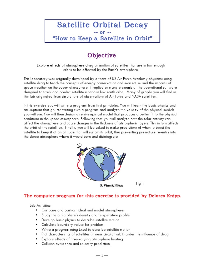 Satellite Orbital Decay: Objective | PDF | Atmosphere Of Earth | Hubble ...