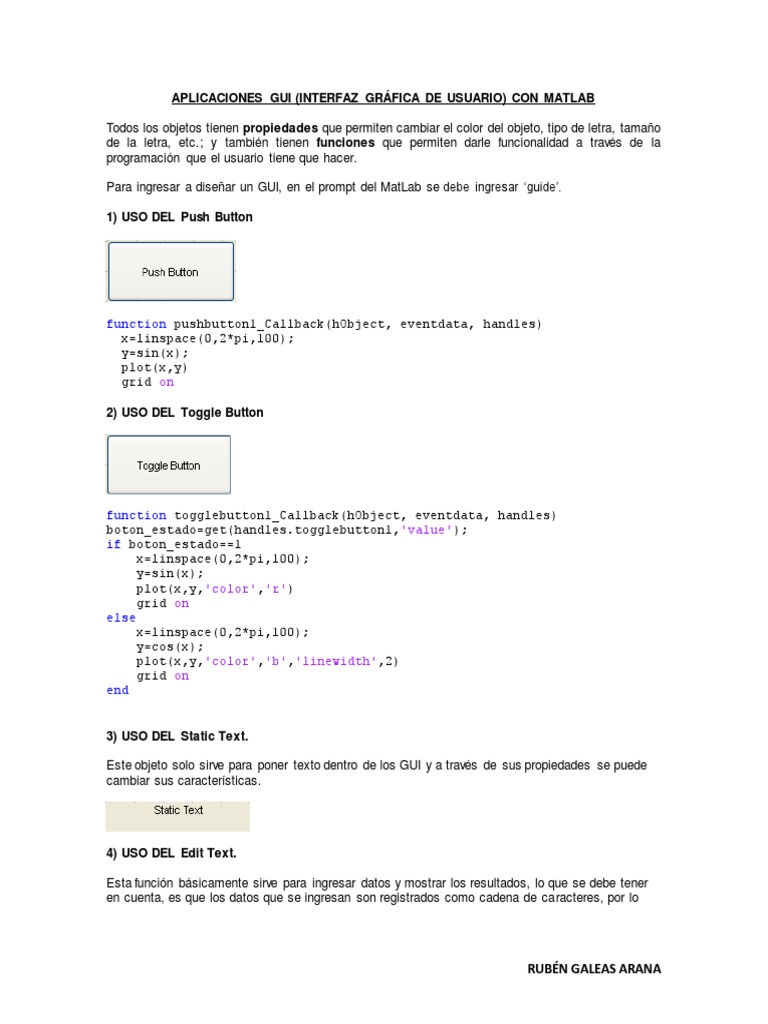 Aplicaciones Gui | PDF | Matlab | Interfaces gráficas de usuario