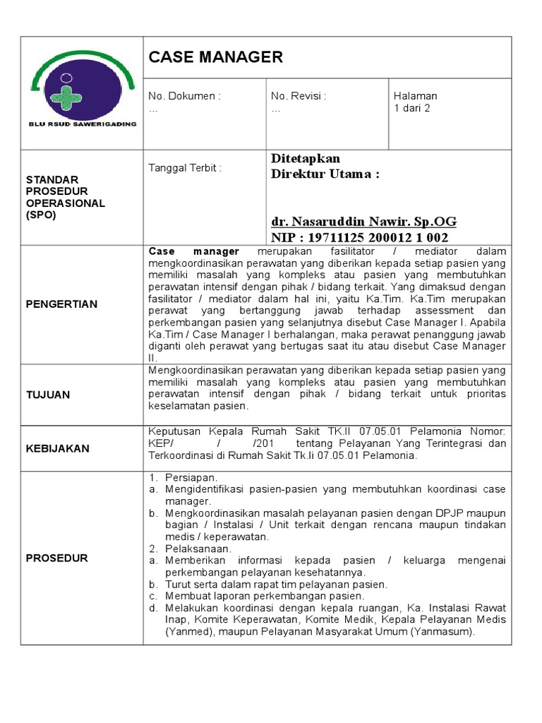SOP Case Manager | PDF
