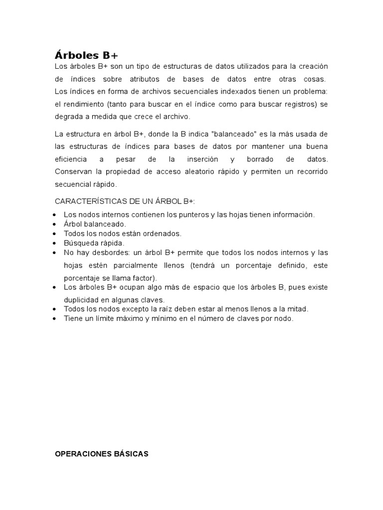 Estructura y Operaciones de Árboles B+ | PDF | Programación de ...