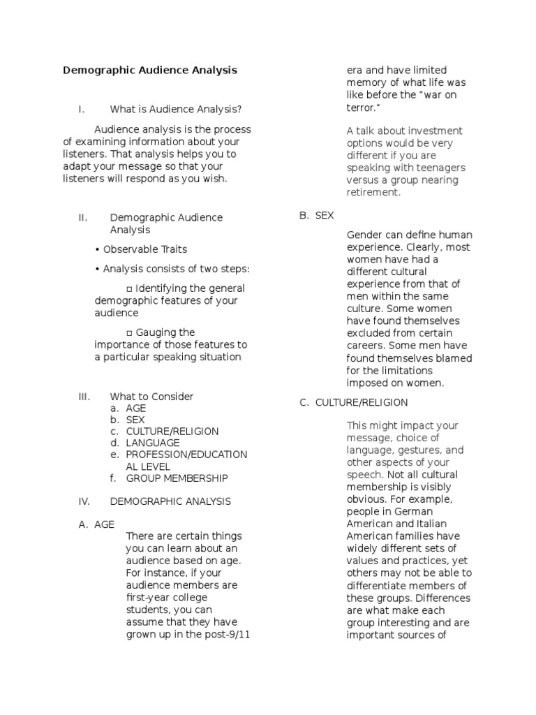 Demographic Audience Analysis | PDF | Gender | Gender Studies