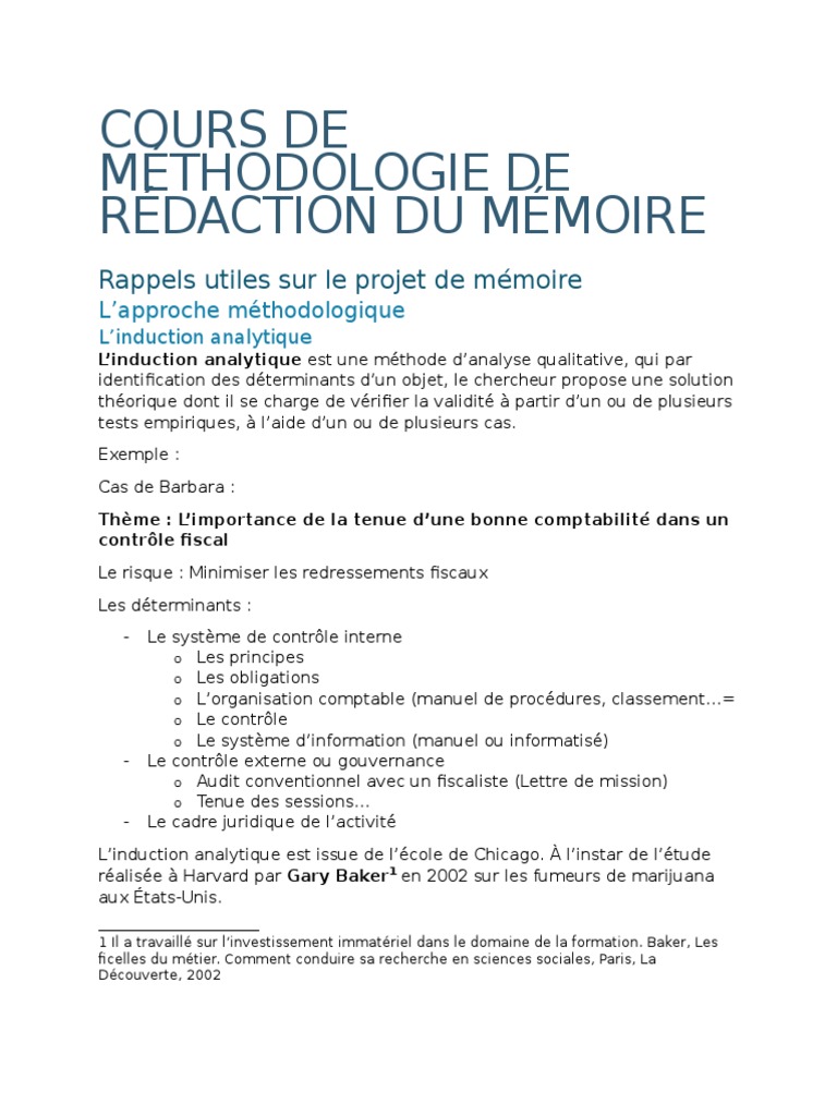 Cours de Méthodologie de Rédaction Du Mémoire | PDF | Philosophie analytique | Induction (logique)