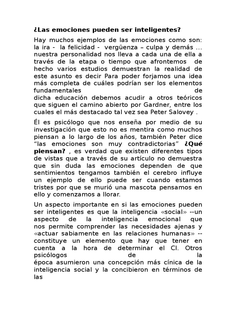 Las Emociones Pueden Ser Inteligentes Pdf Las Emociones Sicología