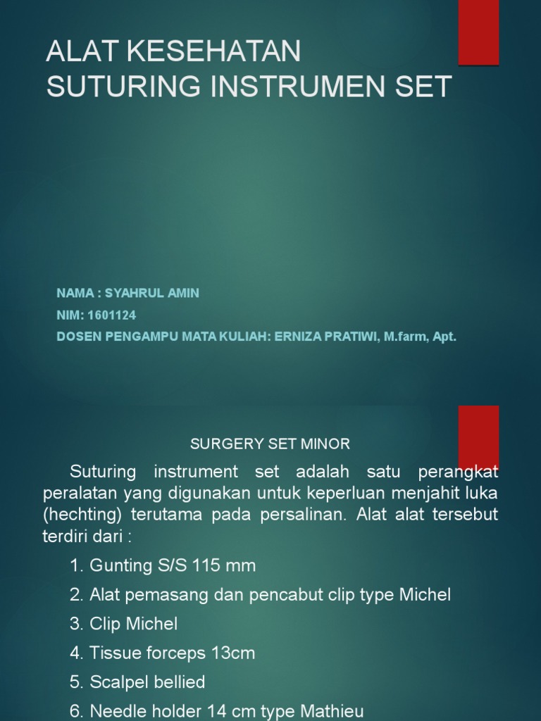Alat Kesehatan Suturing Instrumen Set | PDF