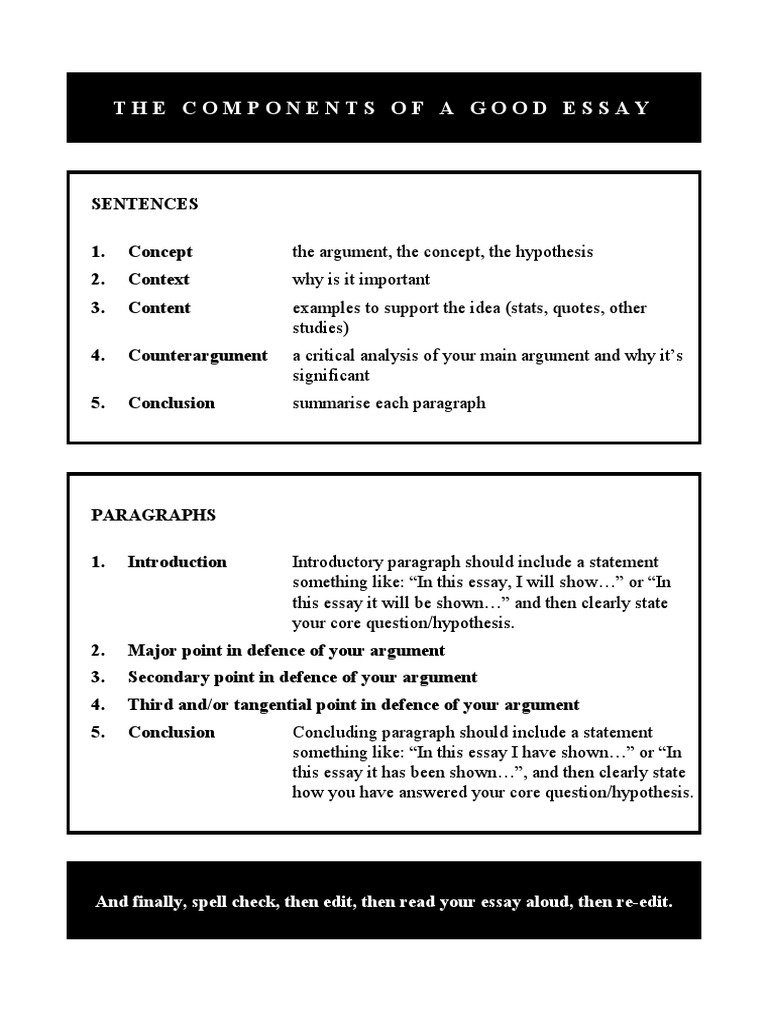 The Components of A Good Essay: Sentences | PDF