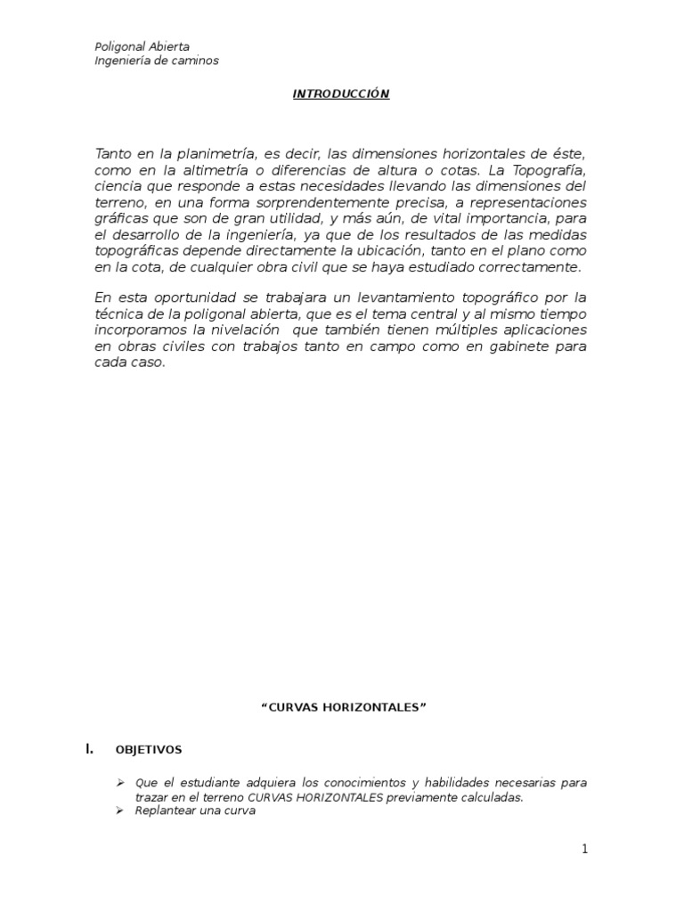 Poligonal Abierta | PDF | Topografía | Curva