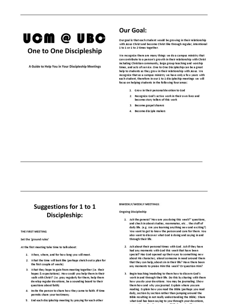 1 To 1 Discipleship v2 | PDF | Disciple (Christianity) | Prayer