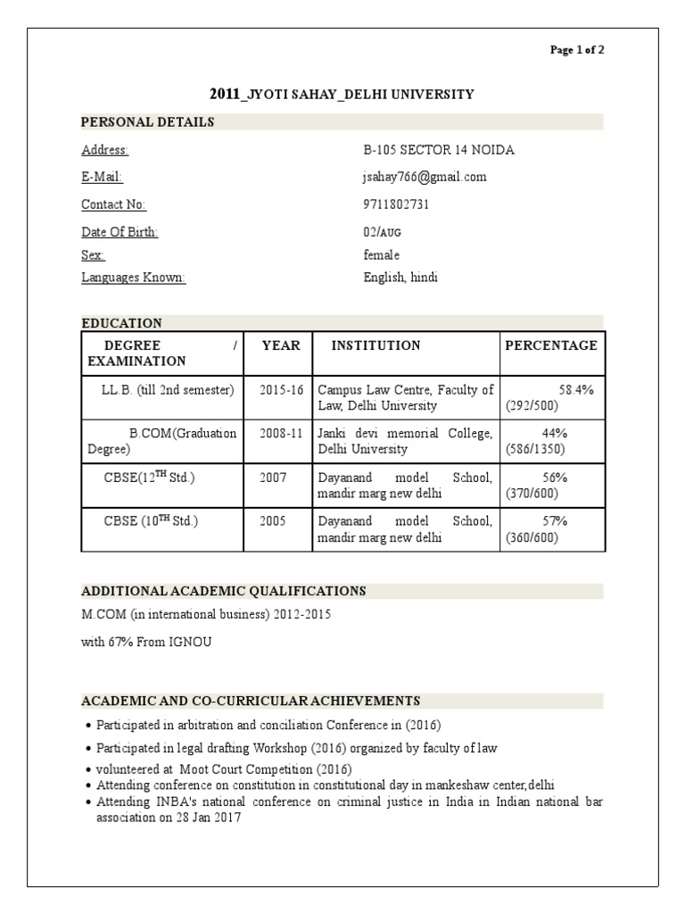 PAC CV Format (New) 1 | PDF | Academia | Students