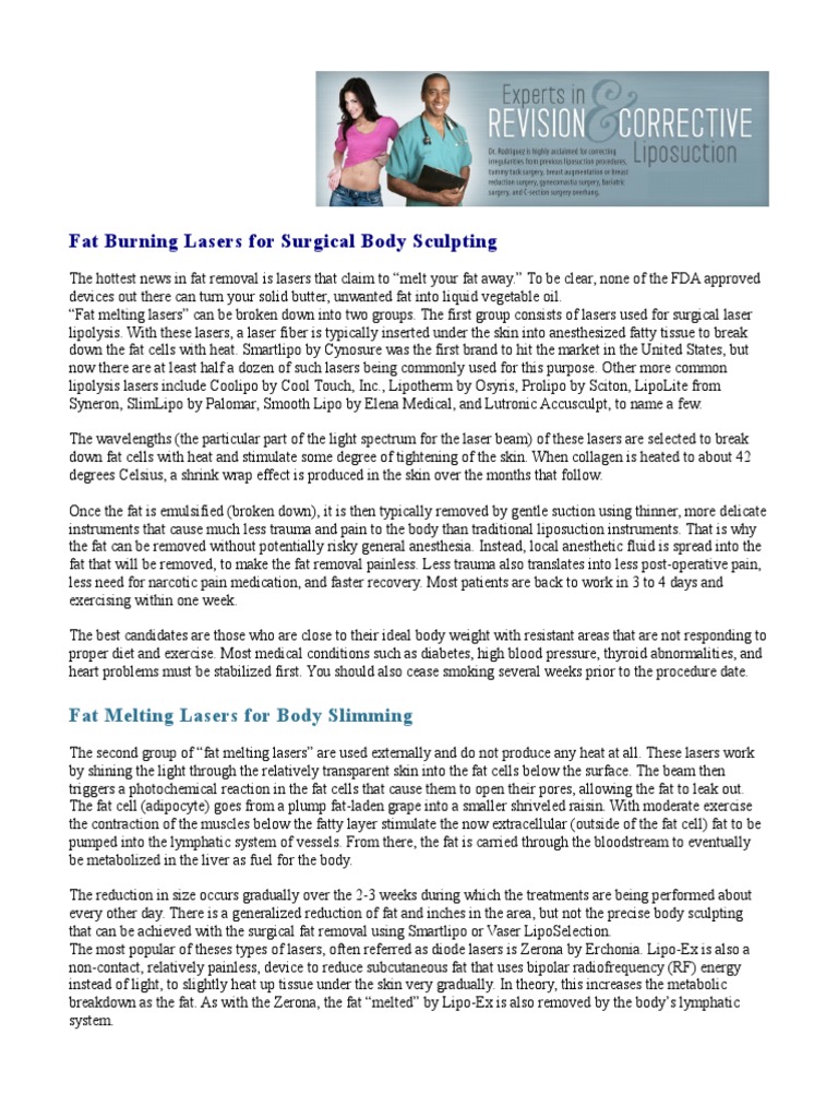 Fat Burning Lasers For Surgical Body Sculpting | PDF | Adipose Tissue ...