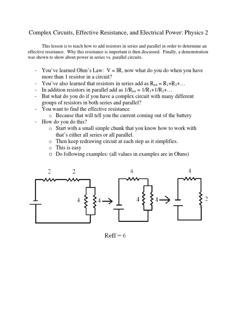 Complex Circuits | Series And Parallel Circuits | Electrical Resistance ...