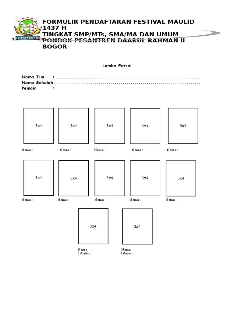 Formulir Pendaftaran Futsal | PDF