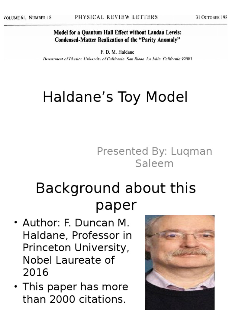 Haldane's Toy Model | PDF