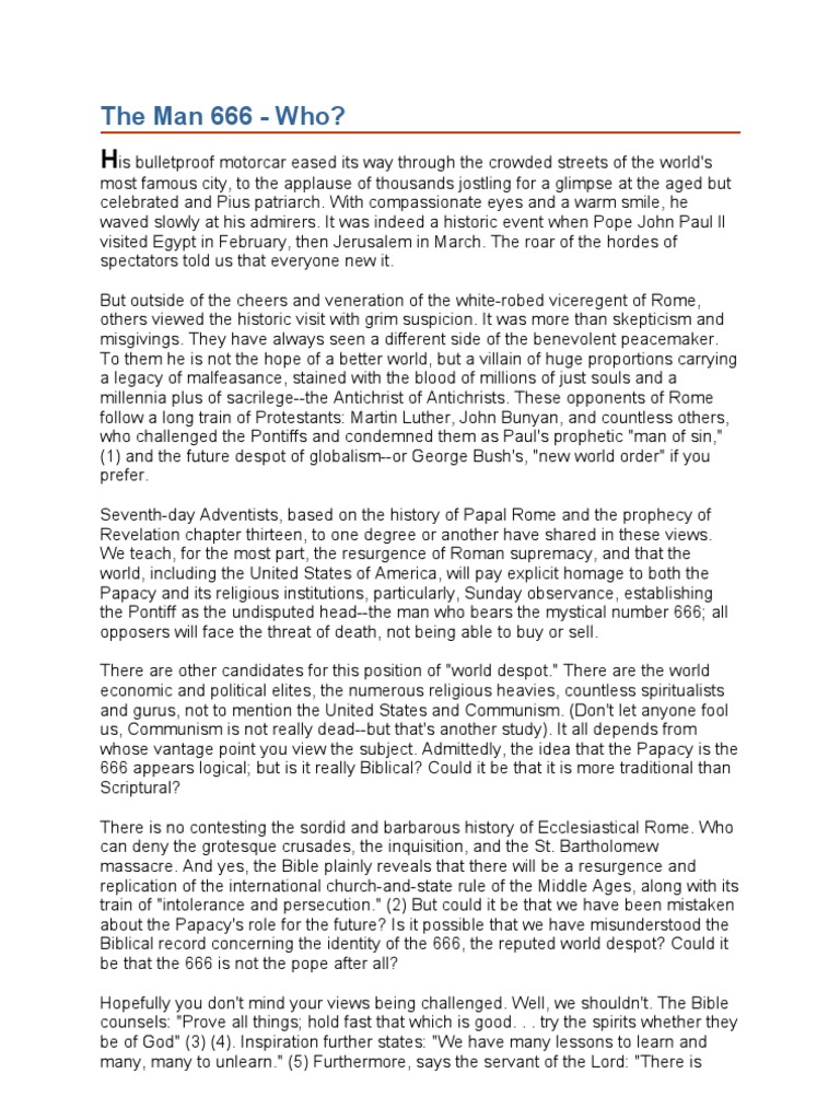 The Man 666 Pdf The Beast Revelation Number Of The Beast