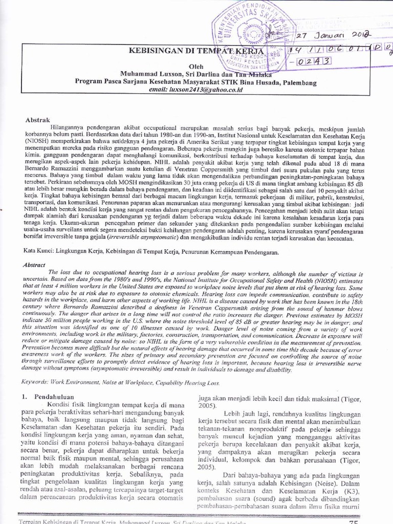 Kebisingan Di Tempat Kerja | PDF