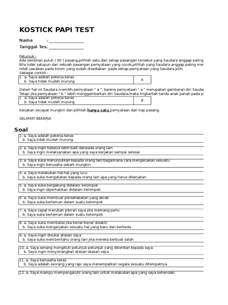 Papi Kostick Test Online2 | PDF