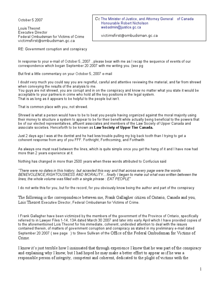 Original Recap October 5 2007 | PDF | Government Of Canada | Lawyer