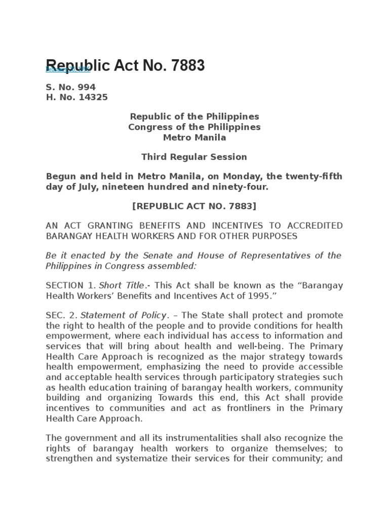 Barangay Health Worker | PDF | Health Care | Health Professional