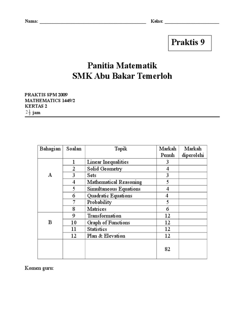 Praktis SPM 9 - Questions | PDF