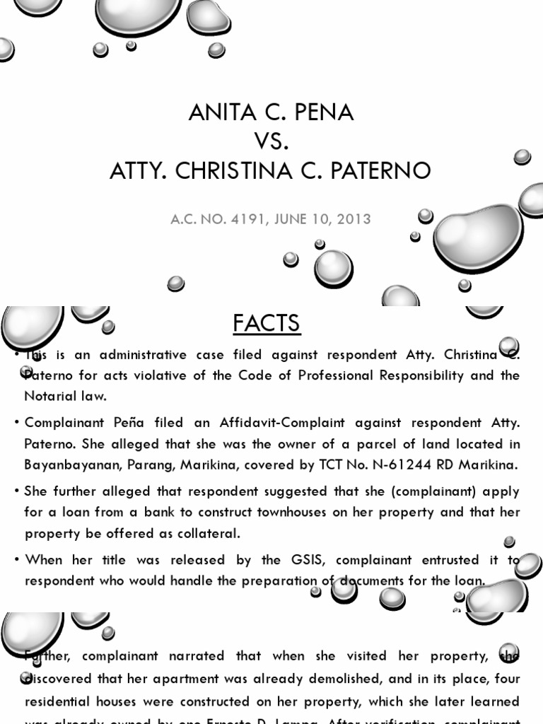 Pena v. Paterno | PDF | Notary Public | Lawyer