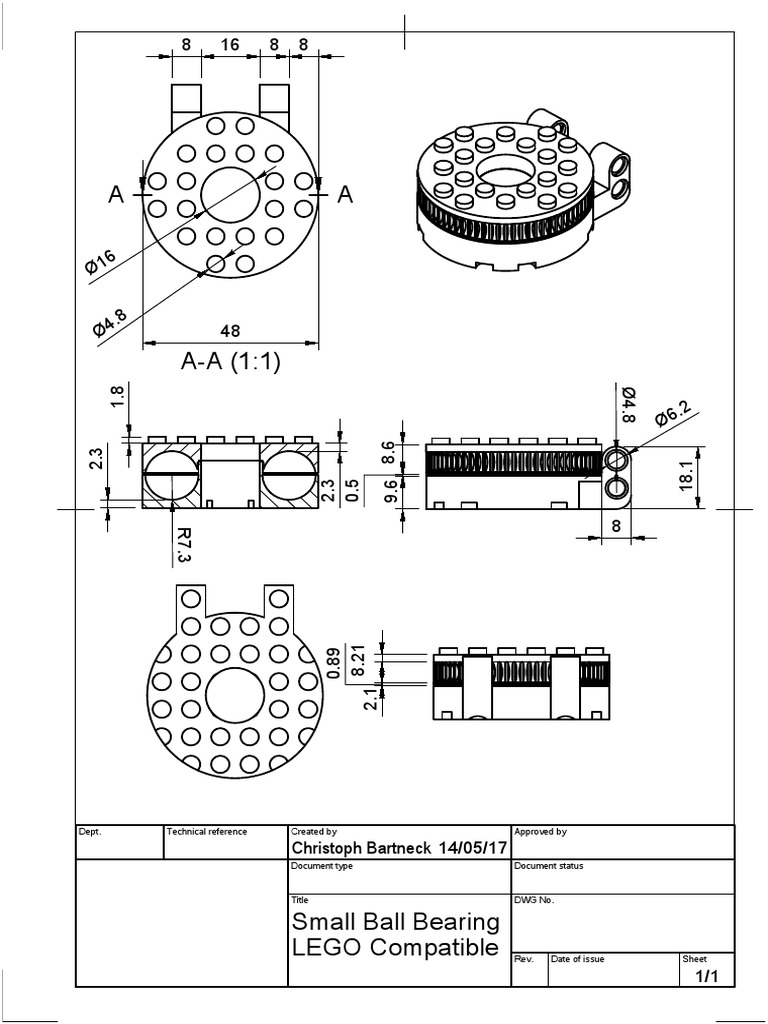 LEGO Compatible Compact Ball Bearing Drawing | PDF
