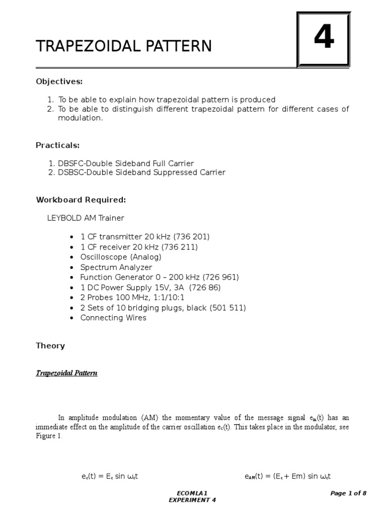 Expt 4-Trapezoidal Pattern | PDF | Frequency Modulation | Amplitude
