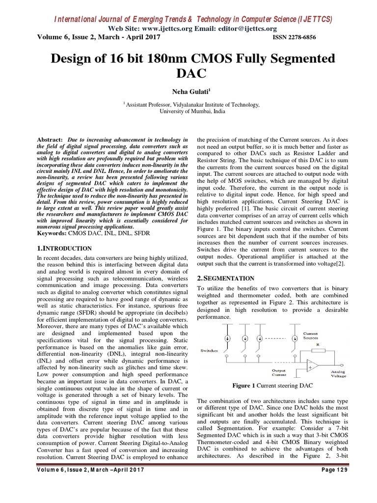 Design of 16 Bit 180nm CMOS Fully Segmented DAC | PDF