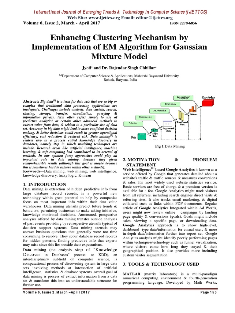 Enhancing Clustering Mechanism by Implementation of EM Algorithm For ...
