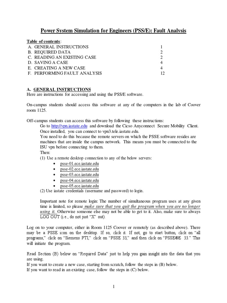 PSSE Fault Intro Instructions | PDF | Spreadsheet | Transformer