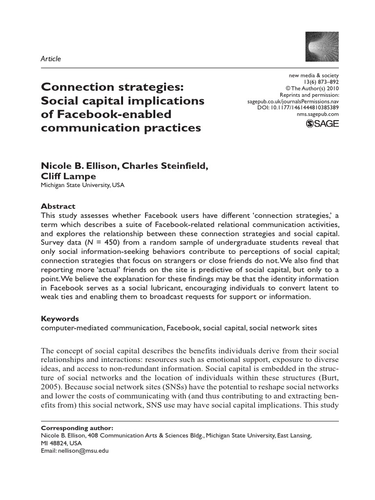 Facebook-Enabled Communication | PDF | Social Capital | Social ...