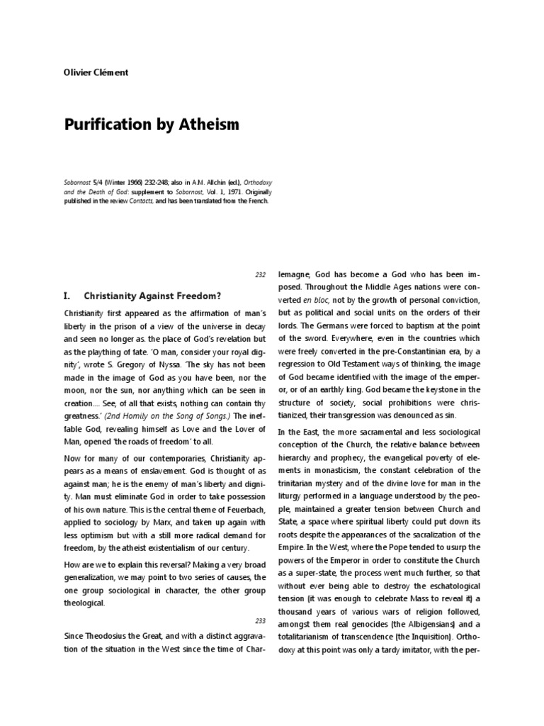 Purification by Atheism | PDF | Grace In Christianity | Sacred Mysteries
