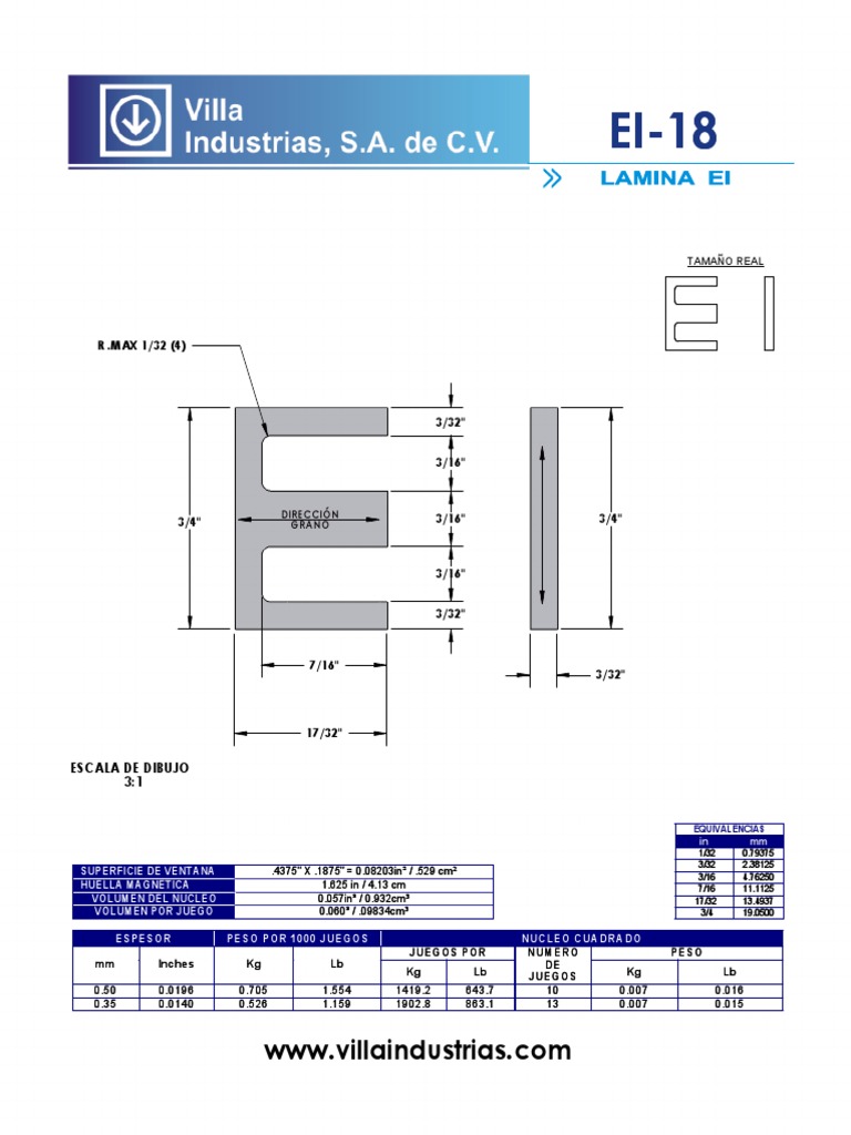 Catalogo Villa Industrias Laminacion EI | PDF