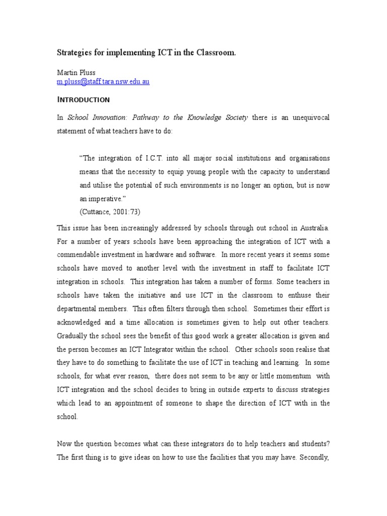 Ict In The Classroom Pdf Educational Technology Blog