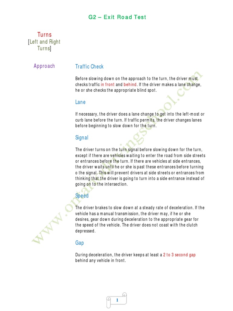 G2 Exit Score Sheet Details | PDF | Lane | Traffic